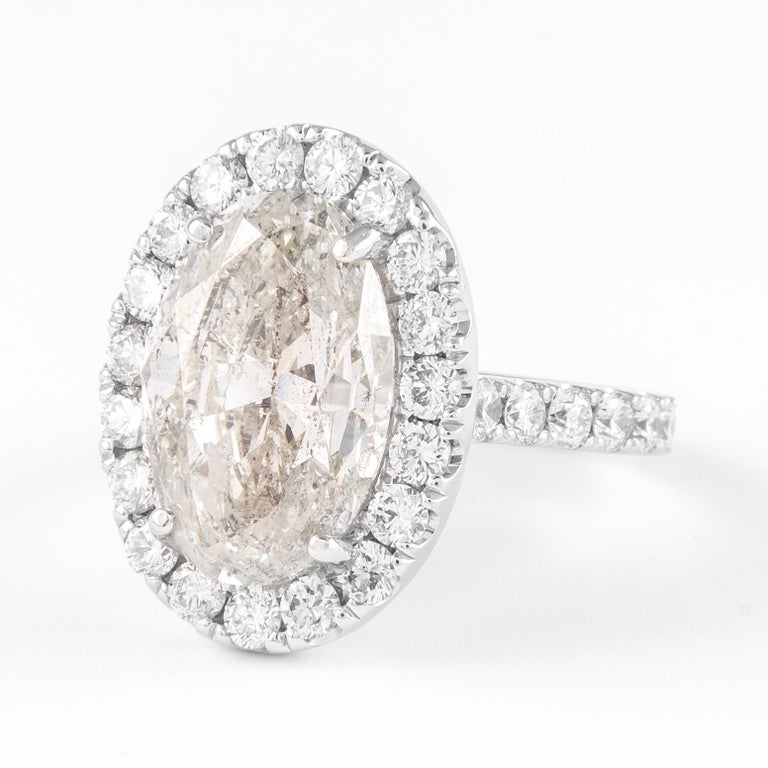 6.80ct Oval DIamond with Halo Engagement Ring White Gold For Sale at ...