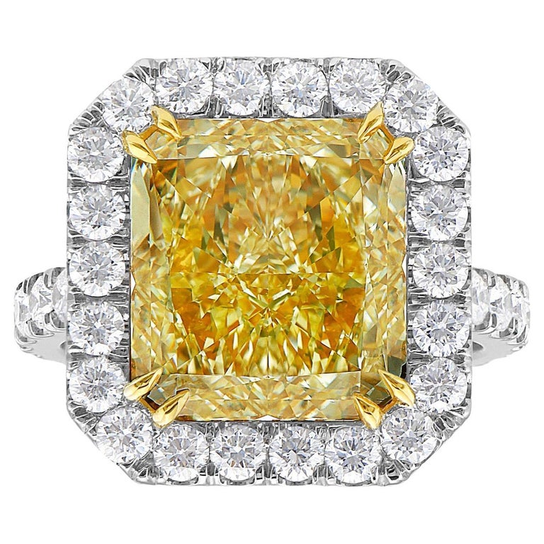 6.80ct Light Yellow Radiant VS1 GIA Ring at 1stDibs