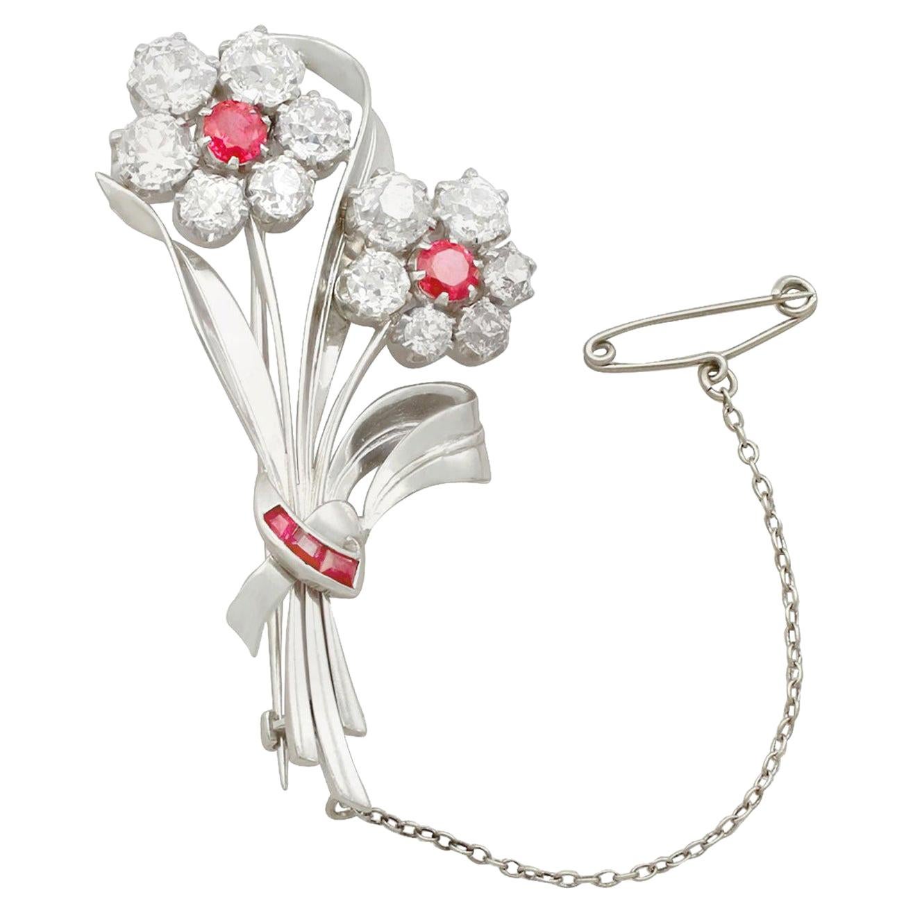 Burmese No Heat Star Ruby and Diamond Brooch For Sale at 1stDibs