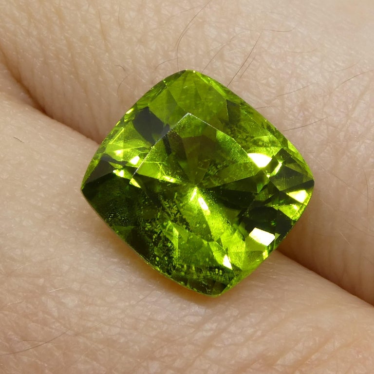 6.88 Carat Cushion Yellowish Green Peridot GIA Certified For Sale at ...