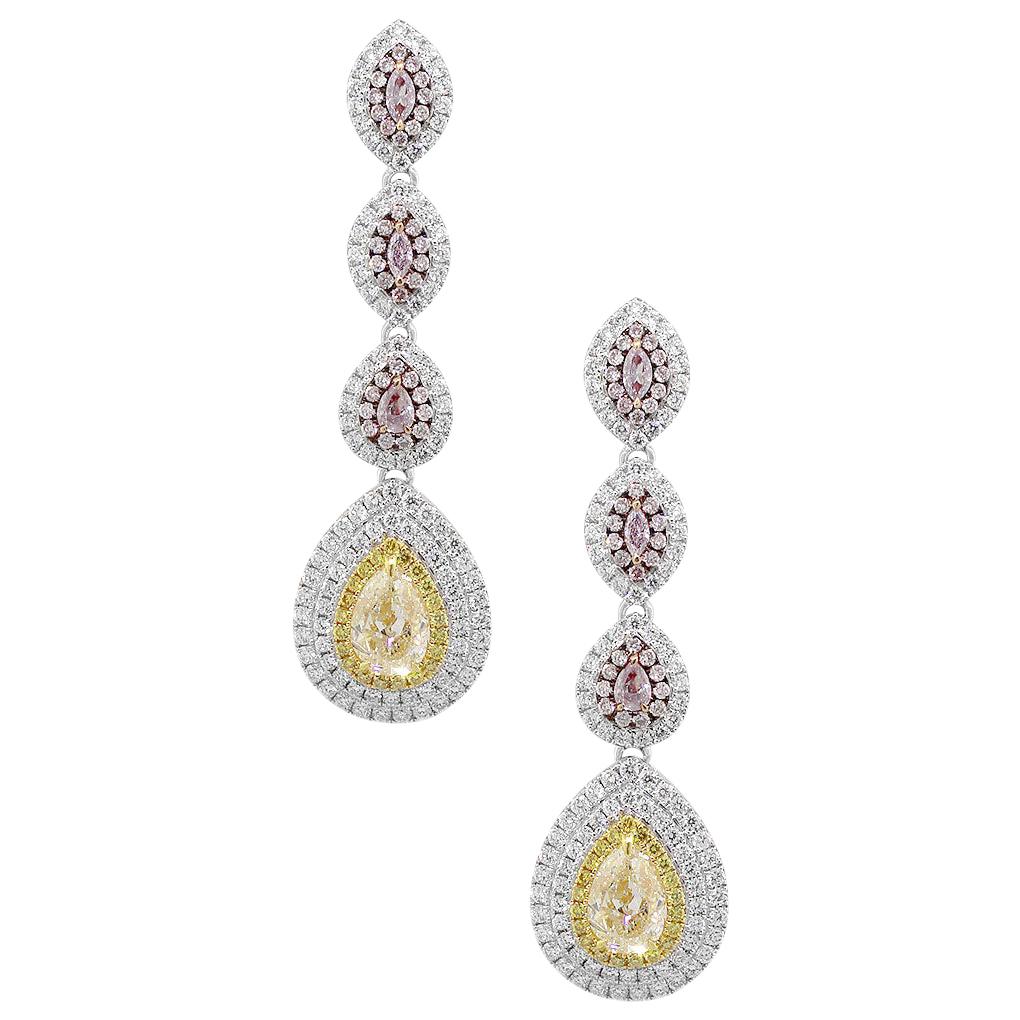 4 Carat Pear Shape Diamond Earrings For Sale at 1stDibs