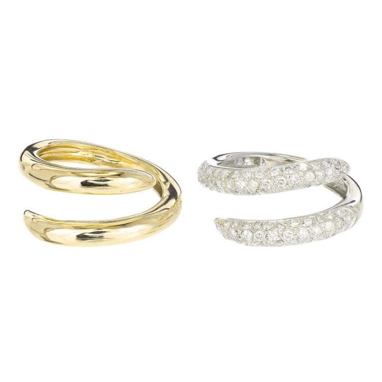 .69 Carat Diamond Interlocking Two-Tone Gold Swirl Cocktail Ring For ...