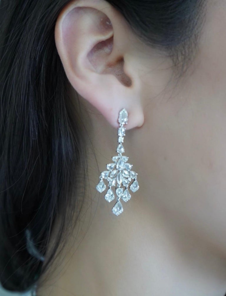 6.90 carat Diamond Chandelier Drop Earrings For Sale at 1stDibs