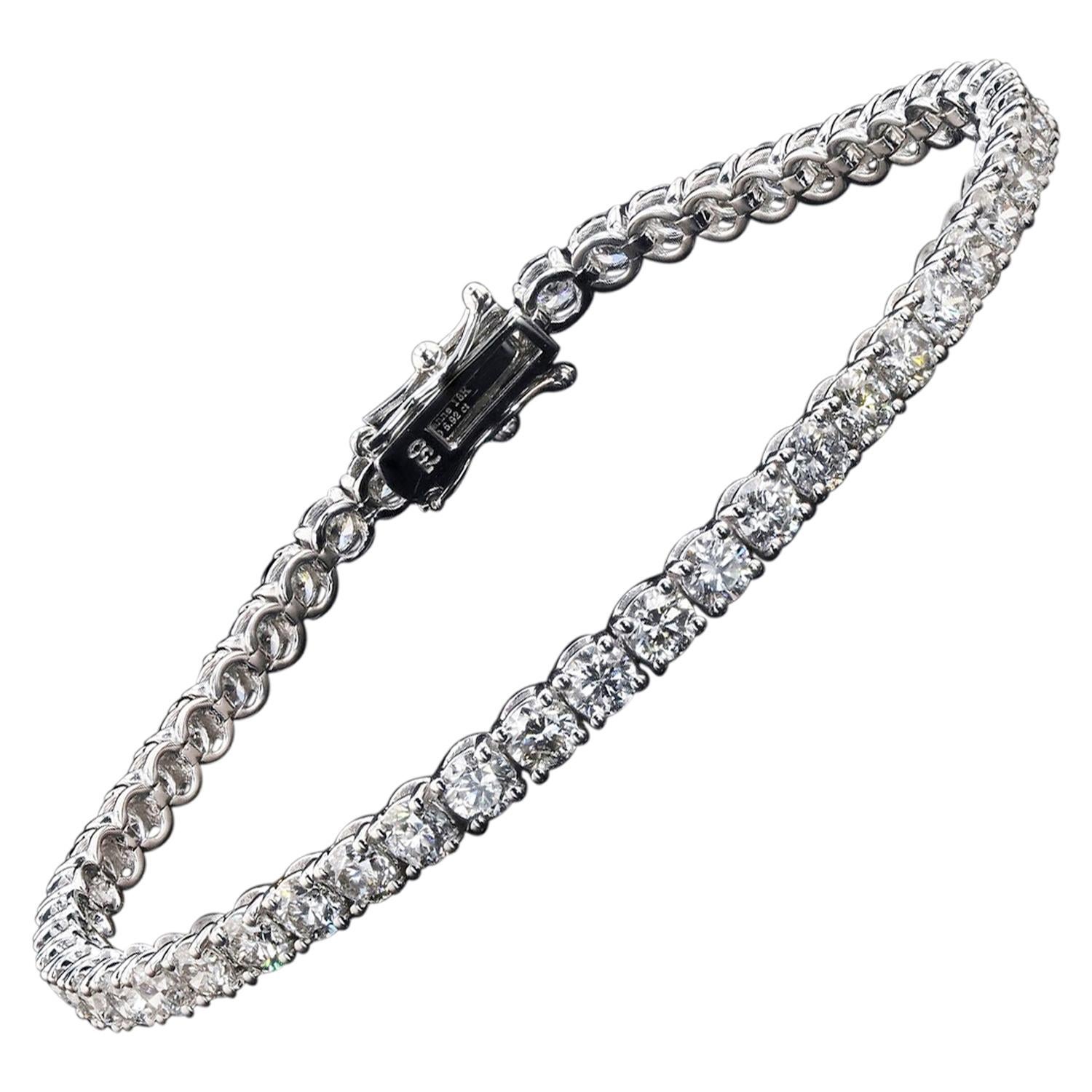Stunning Art Deco Platinum And 18k Yellow Gold 5 5ctw Diamond Tennis