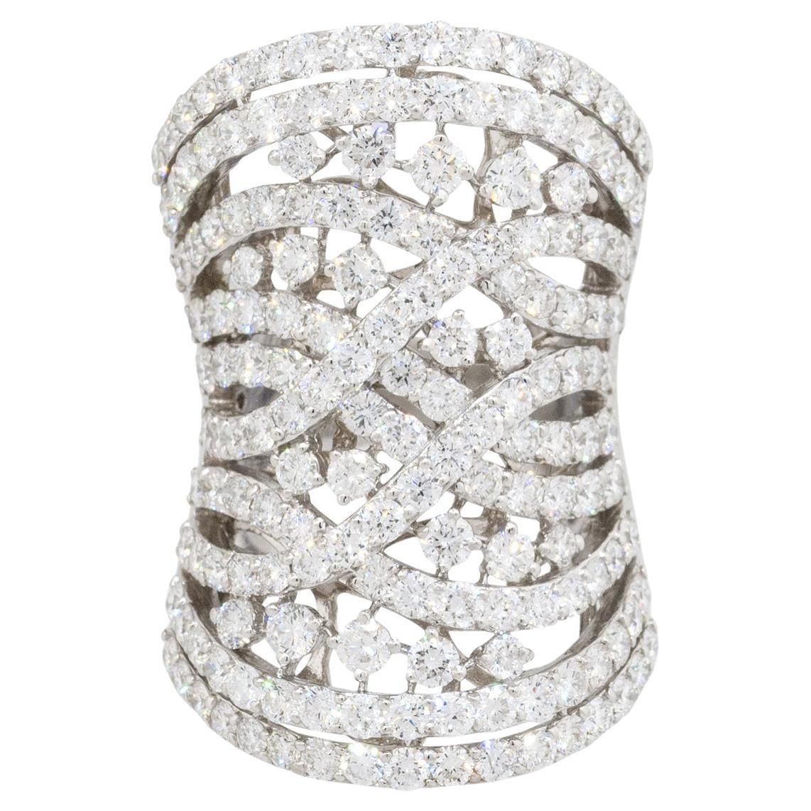 6.94 Carat Diamond Pave Wide Shield Style Ring 18 Karat in Stock For ...