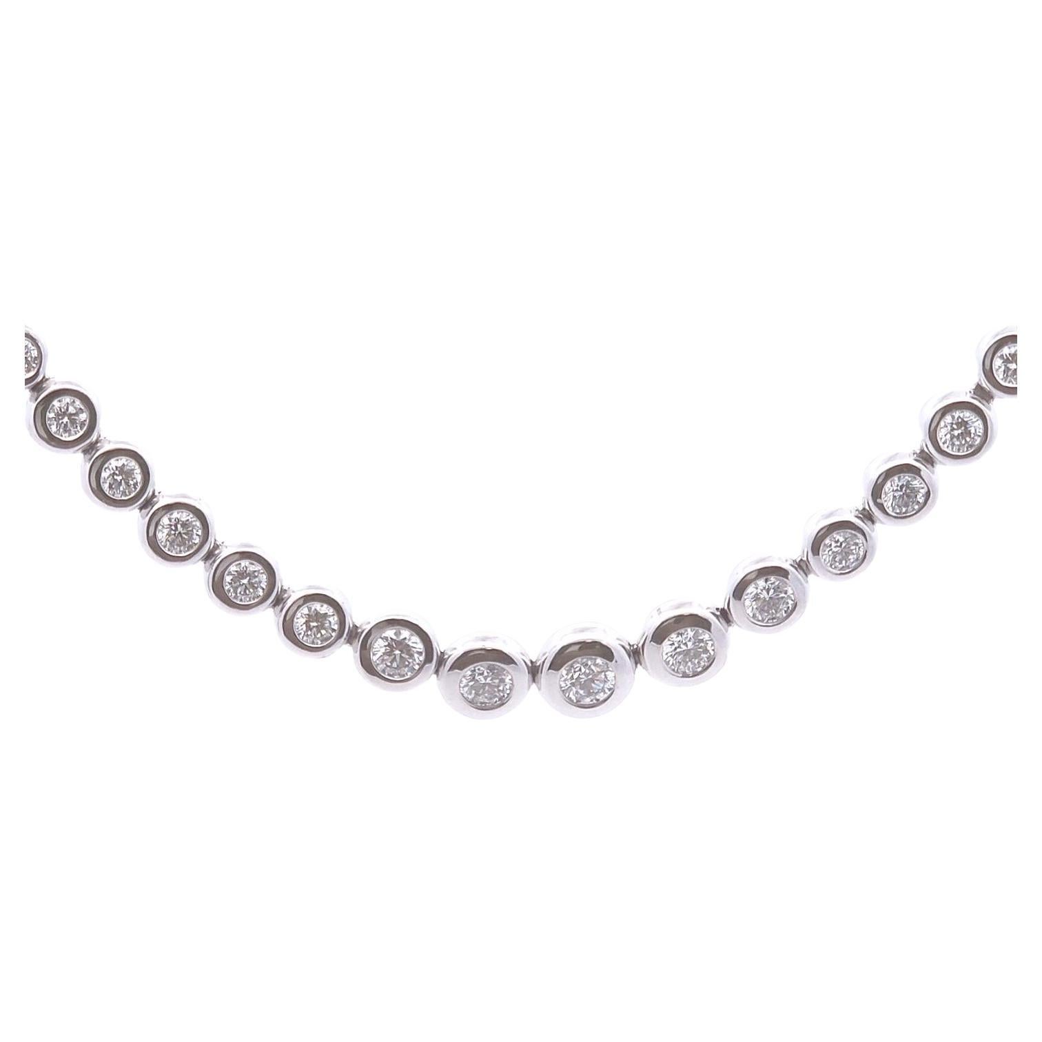 6.97ct Round Lab Diamond Bezel Set Necklace in 14k WG For Sale at 1stDibs