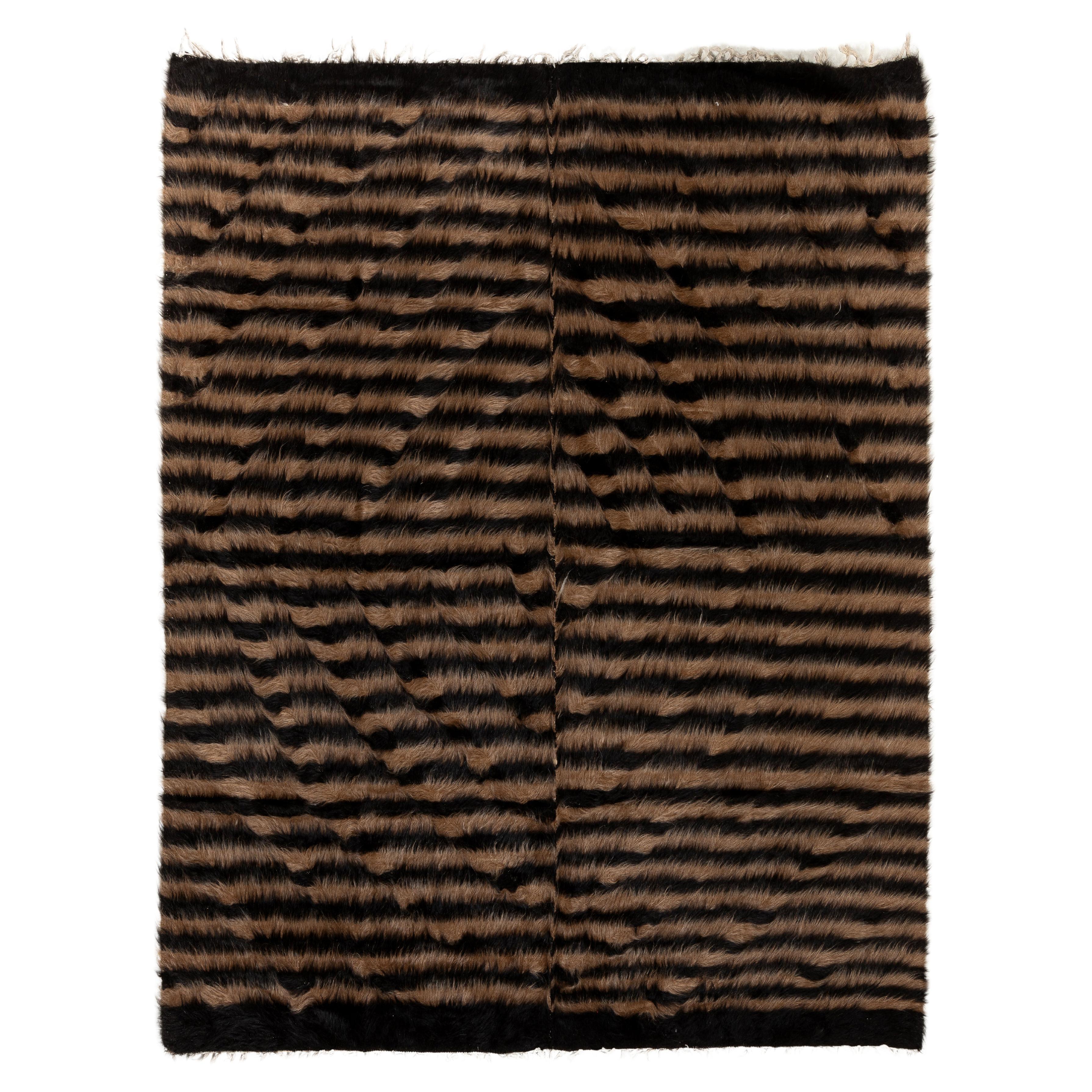 Ivory Brown Mohair Rug For Sale at 1stDibs