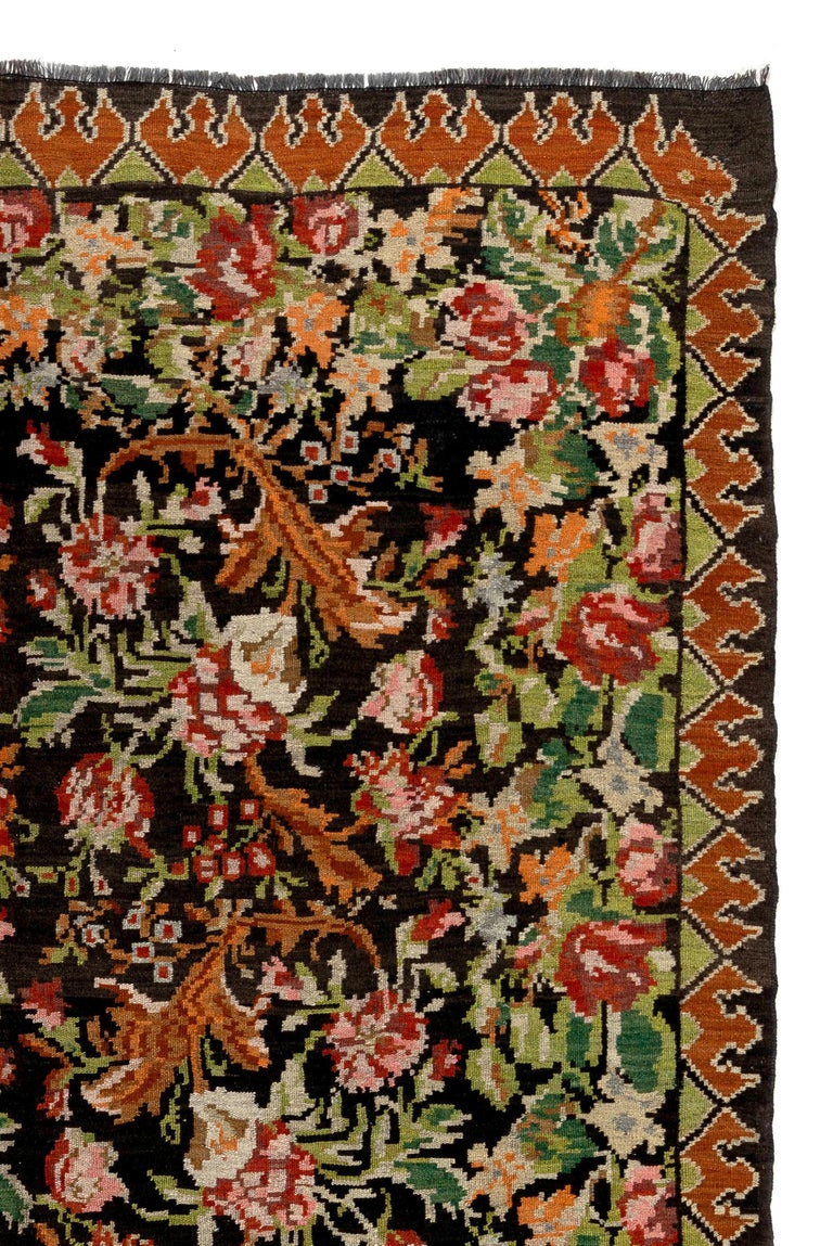 7x9.9 Ft Vintage Bessarabian Kilim, Floral Handwoven Wool Rug from ...