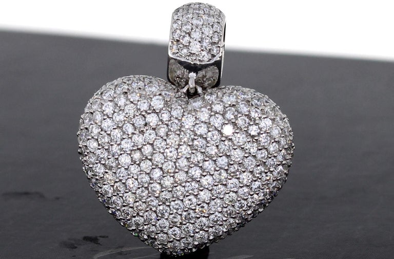 6ct Pave Diamond Heart Necklace For Sale at 1stDibs