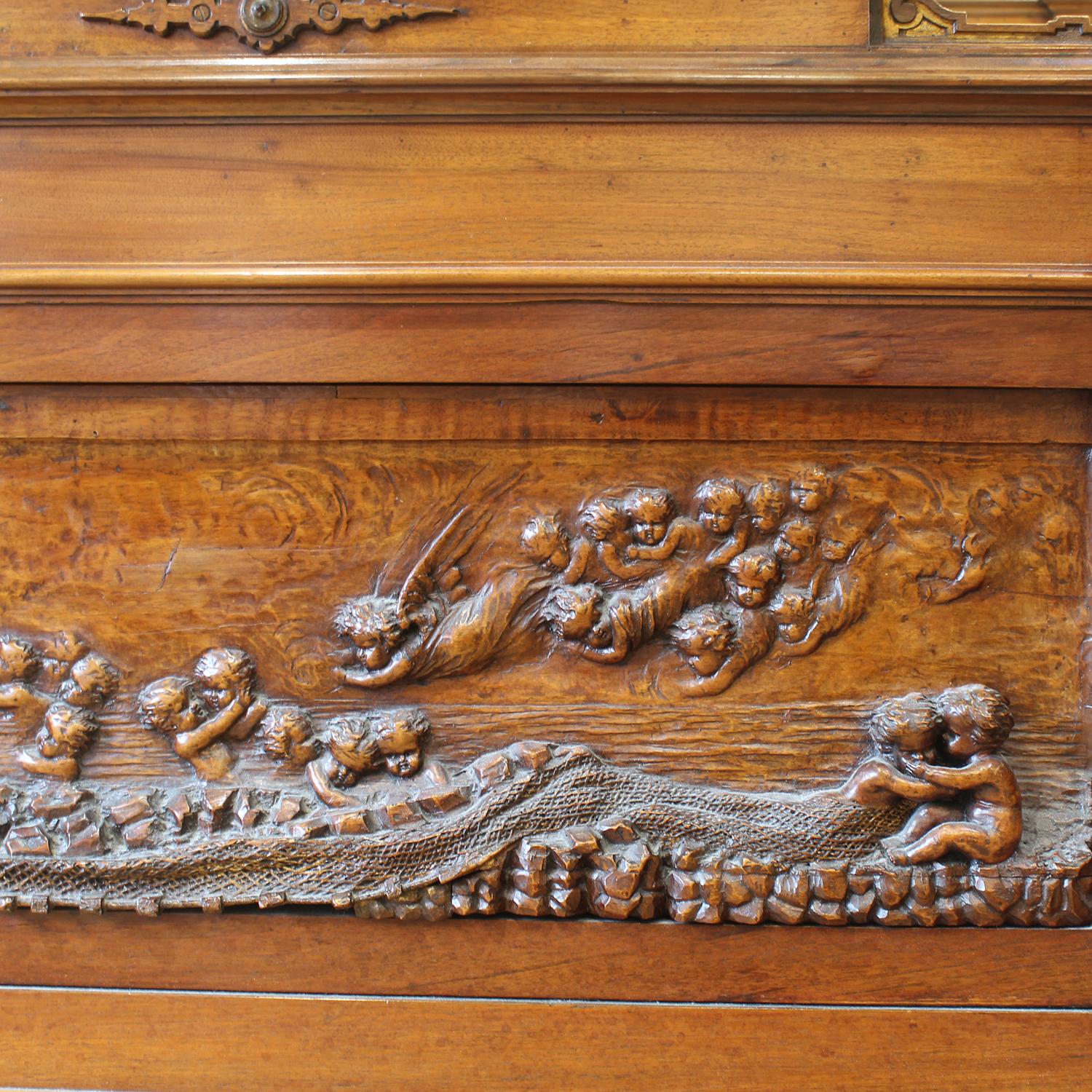 6ft Wide Decorative Italian Renaissance Carved Antique Bed WK200 at 1stDibs