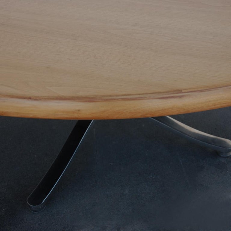 Zographos Bleached Walnut Table with Stainless Base at 1stDibs