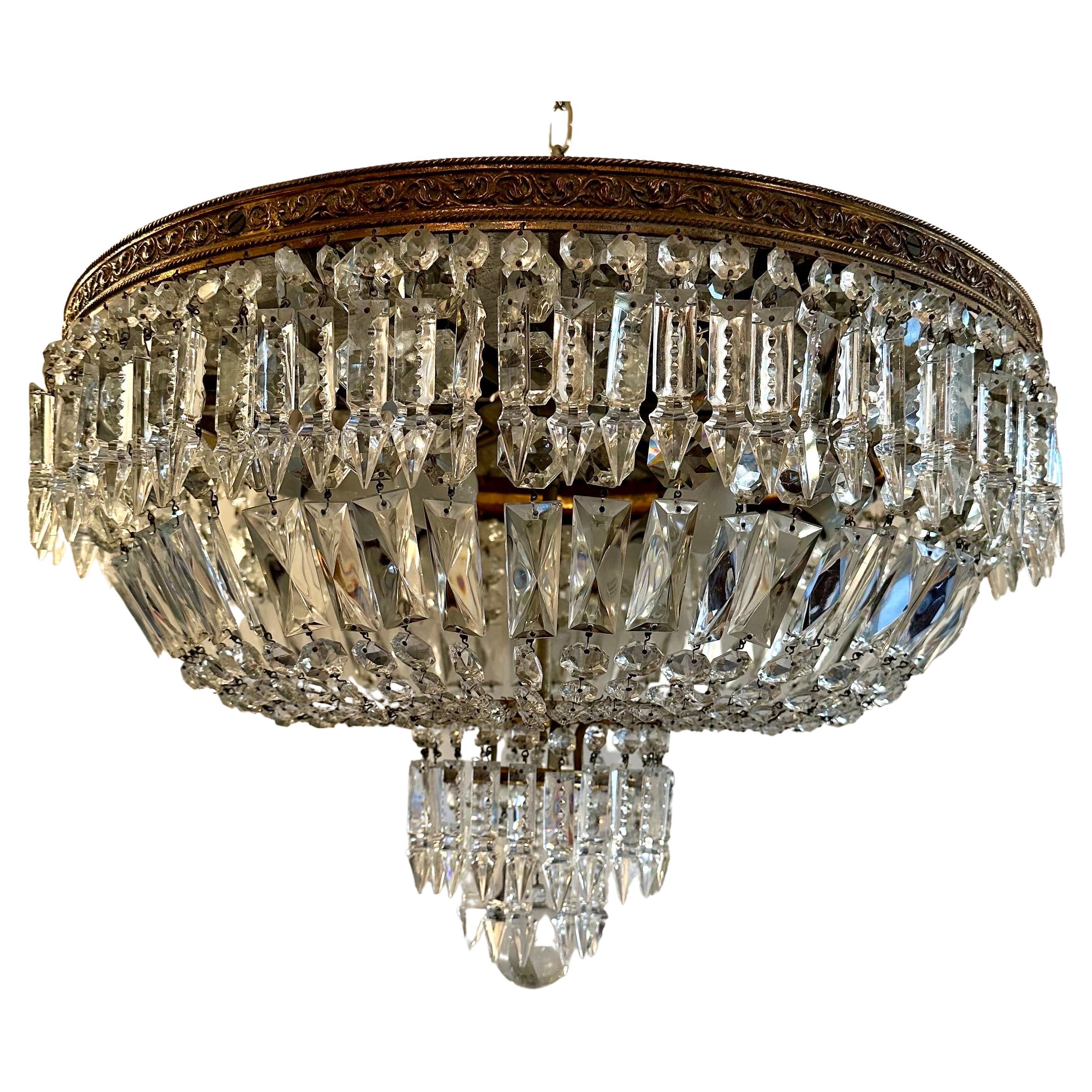 6light antique flush mount basket fixture For Sale at 1stDibs