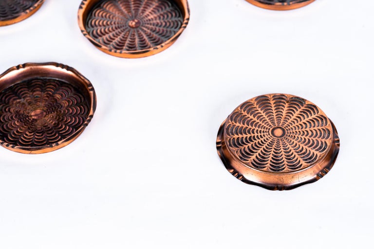 6x Copper Coaster Vienna Around 1950s For Sale at 1stDibs