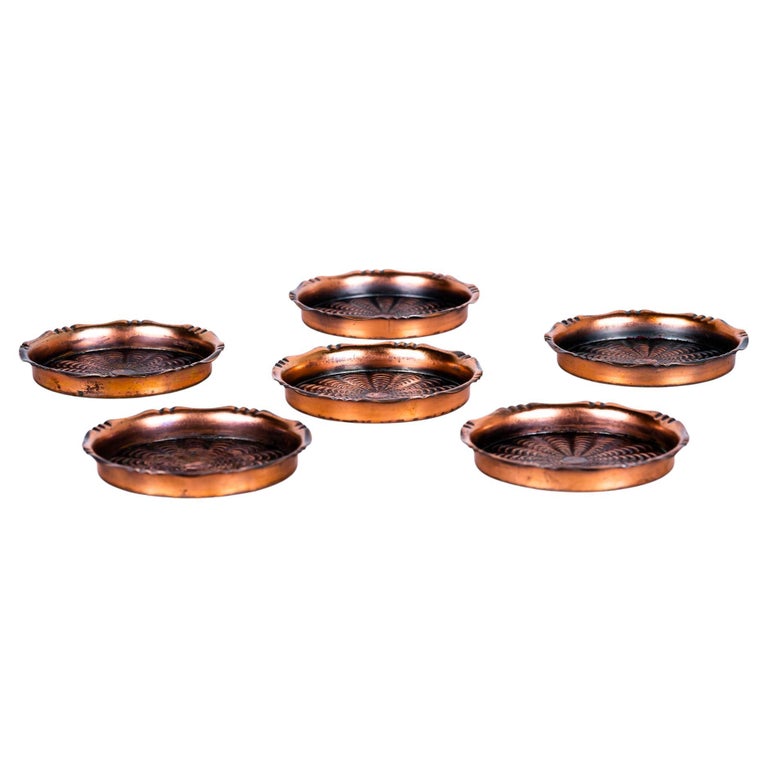 6x Copper Coaster Vienna Around 1950s For Sale at 1stDibs