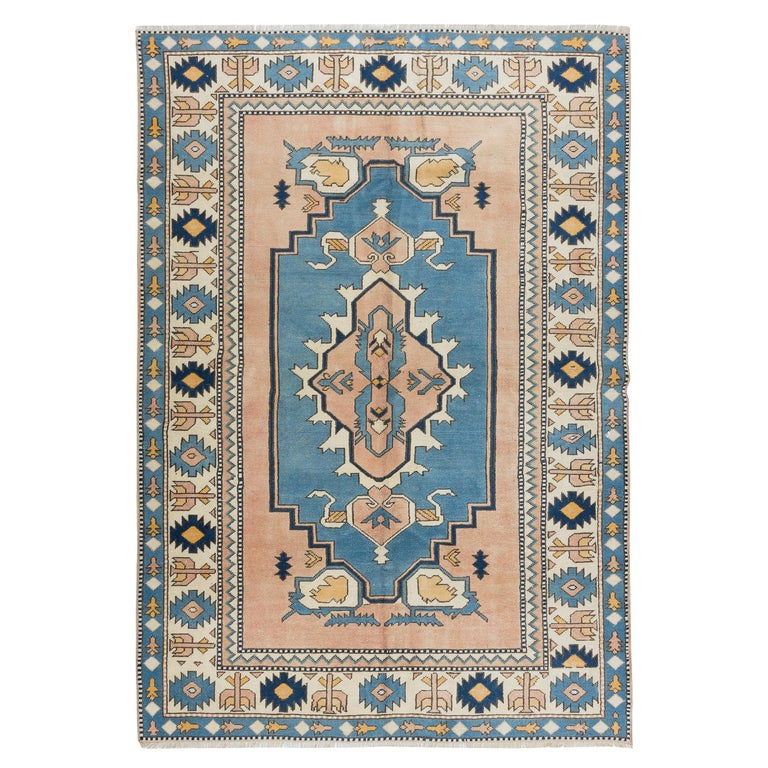 Traditional Vintage Anatolian Rug, Handmade Geometric Pattern Carpet ...