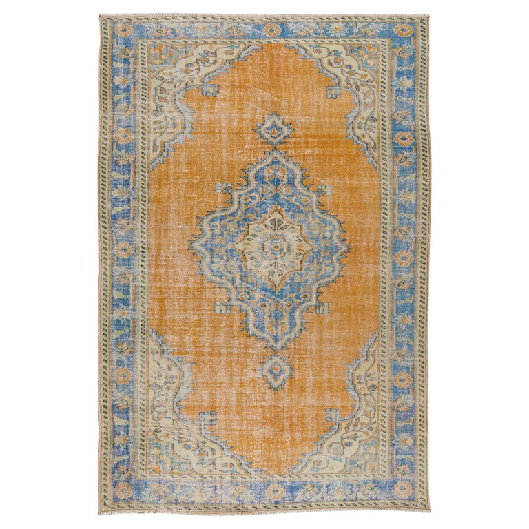 6x9 Ft Handmade Turkish Wool Rug, Traditional Mid-Century Medallion ...
