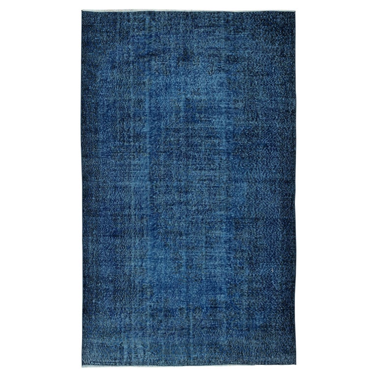 Vintage Handmade Turkish Area Rug Over-Dyed in Blue 4 Modern Interiors ...