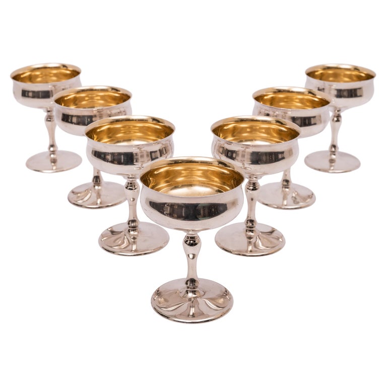 7 Antique American Sterling Silver Gilt Art Deco Sherbet Cocktail Wine ...