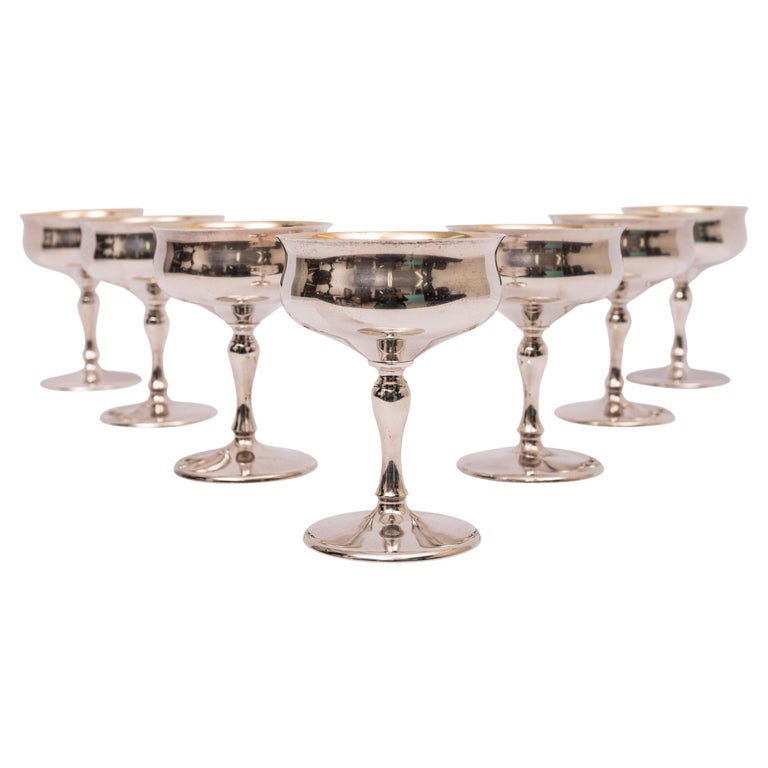 7 Antique American Sterling Silver Gilt Art Deco Sherbet Cocktail Wine ...