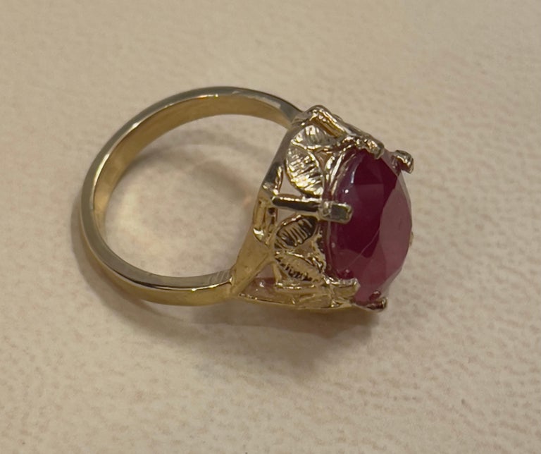 7 Carat Oval shape Treated Ruby 14 Karat Yellow Gold Ring at 1stDibs