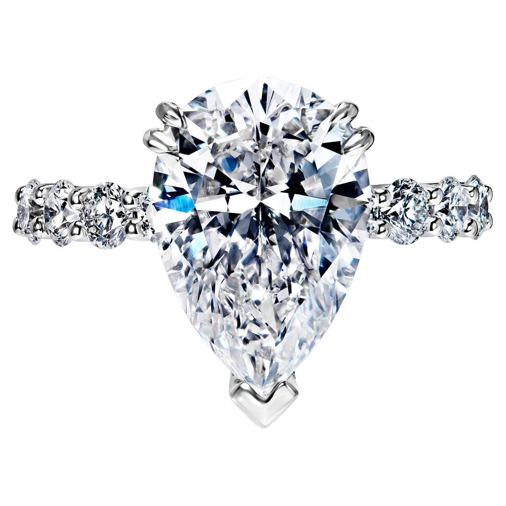 4 Carat Emerald and Heart Shape Diamond Engagement Ring GIA Certified F ...