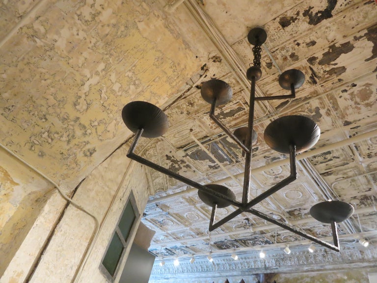 7 Cup Plaster Chandelier in a Bronze Finish with Full Ball and Chain ...