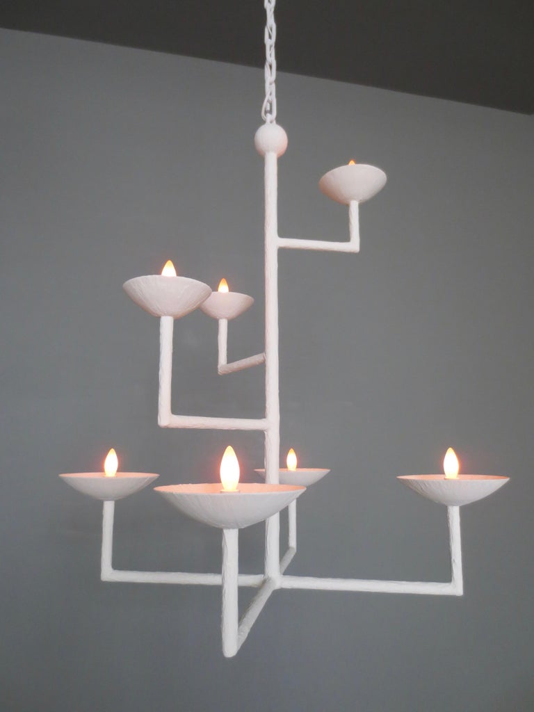7 Cup Square Plaster Chandelier with Ball and Chain For Sale at 1stDibs ...