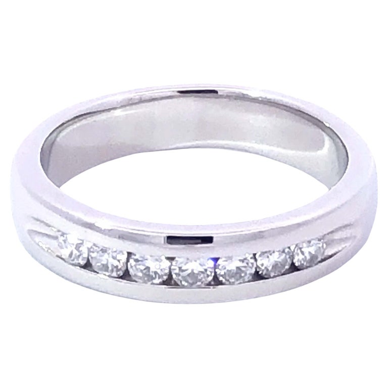 7 Diamond Channel Set Platinum Wedding Band Ring For Sale at 1stDibs