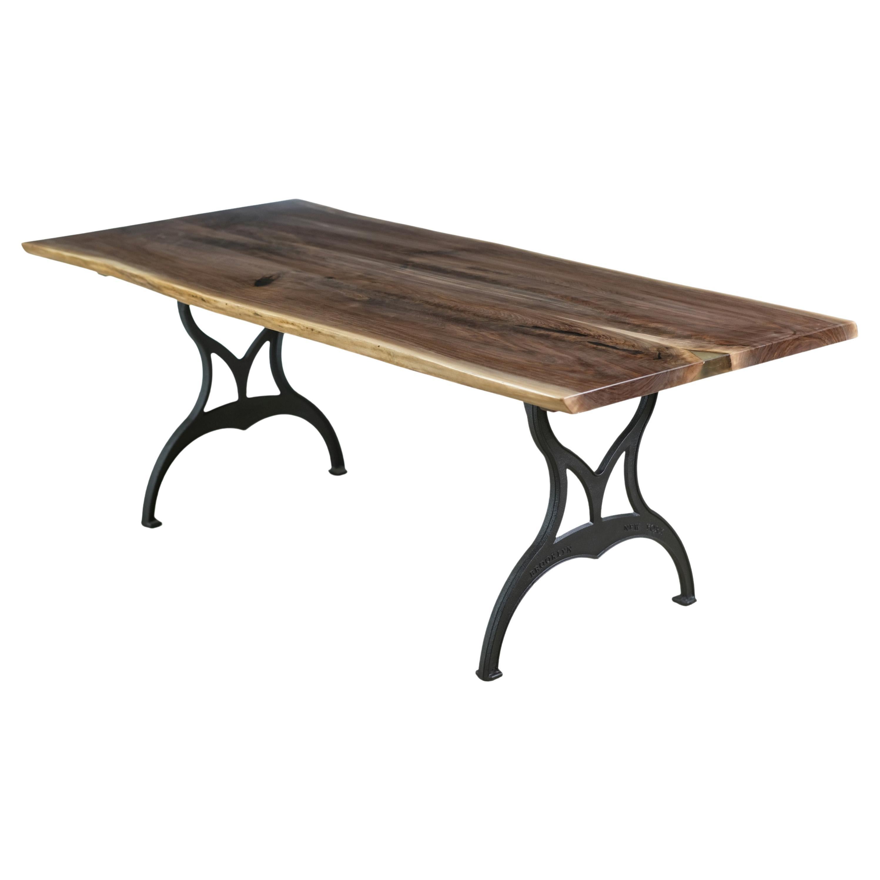8 ft Live Edge Solid Walnut Dining Table w Brooklyn Legs For Sale at ...