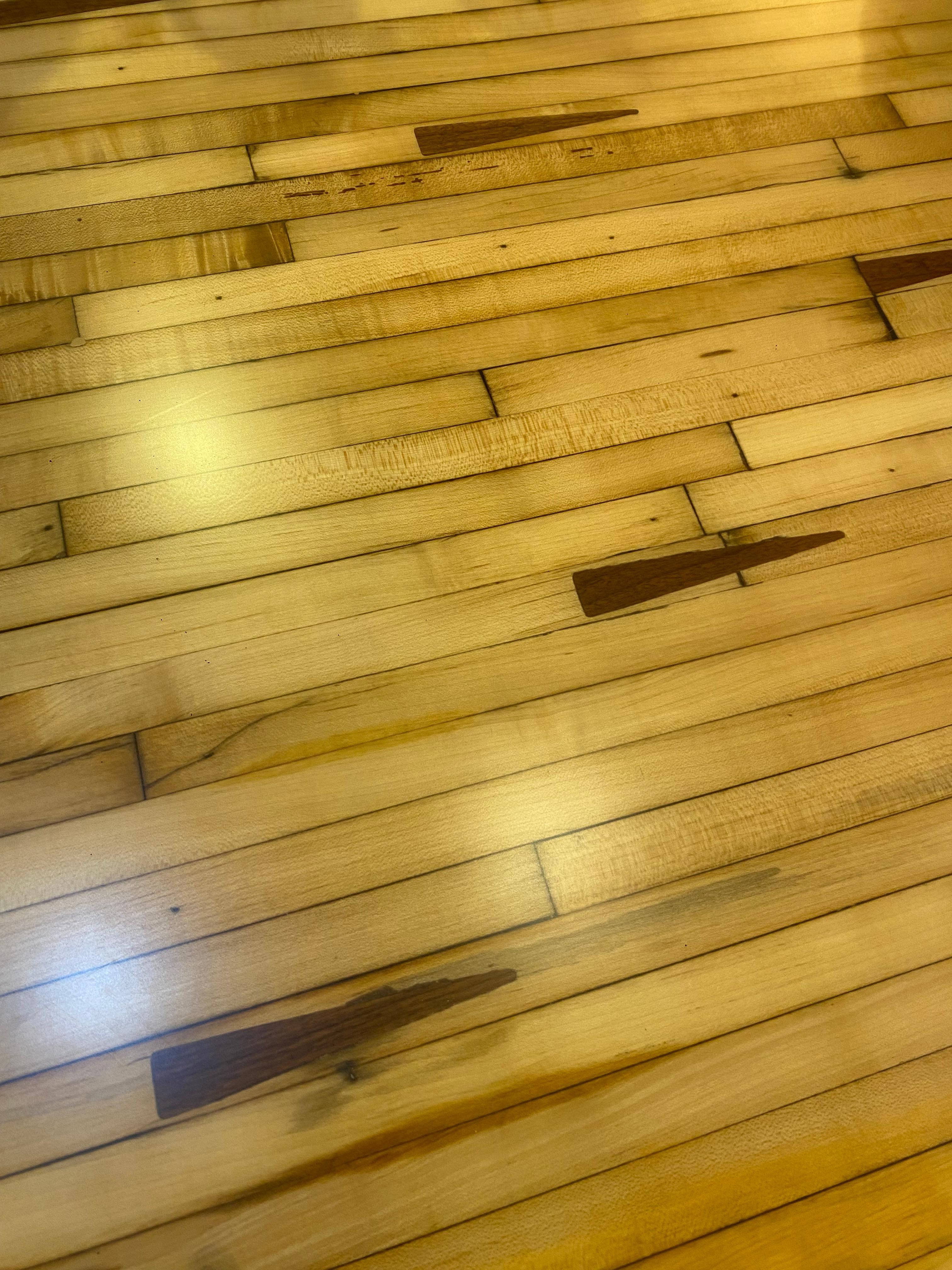 Maple Bowling Alley Table with Pin Markings Industrial Cast Iron NY ...