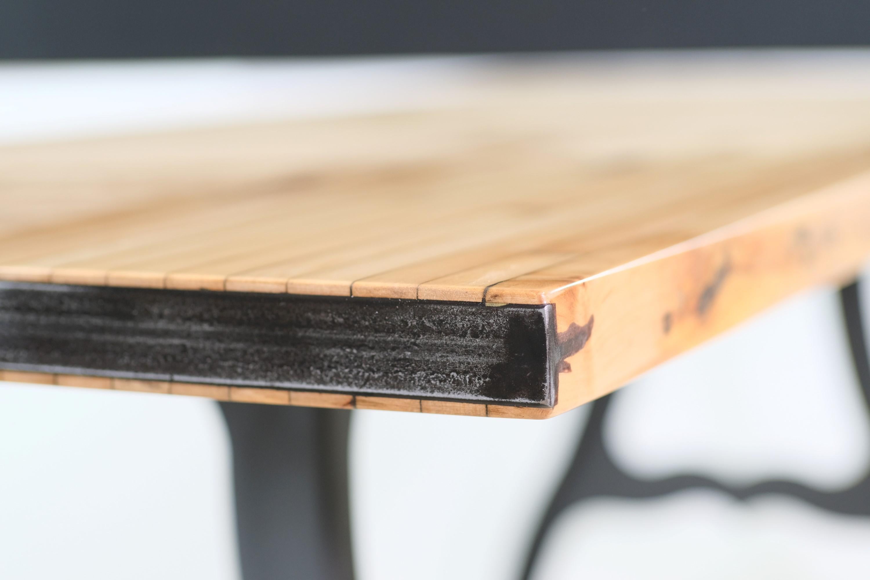 Maple Bowling Alley Table with Pin Markings Industrial Cast Iron NY ...