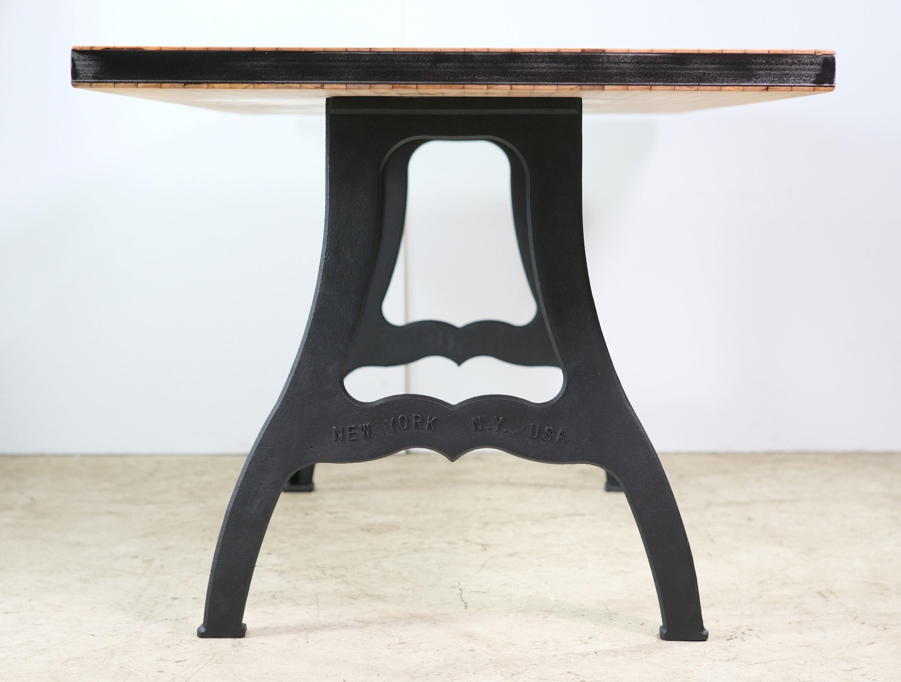 Maple Bowling Alley Table with Pin Markings Industrial Cast Iron NY ...