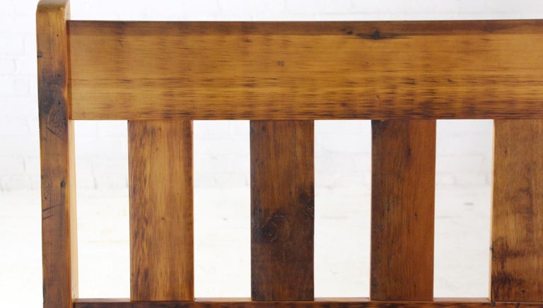 7 Ft Slatted Wood Bench with Reclaimed Pine Beams and Natural Stain For ...