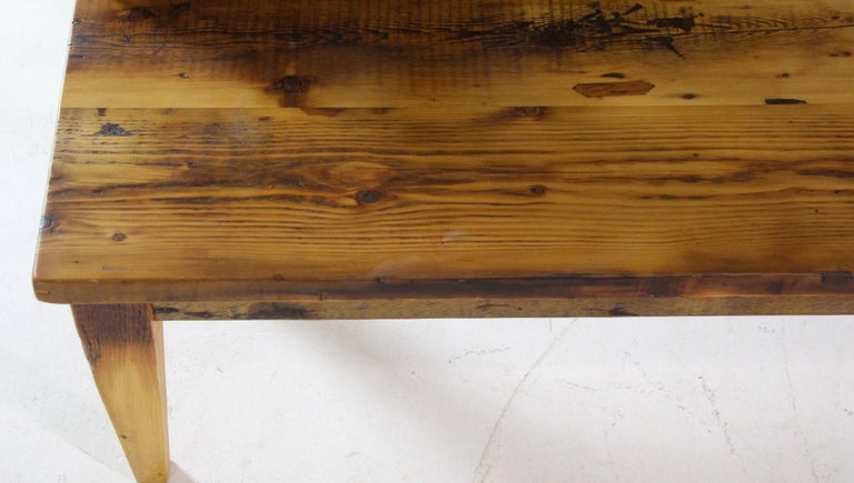 7 Ft Slatted Wood Bench with Reclaimed Pine Beams and Natural Stain For ...