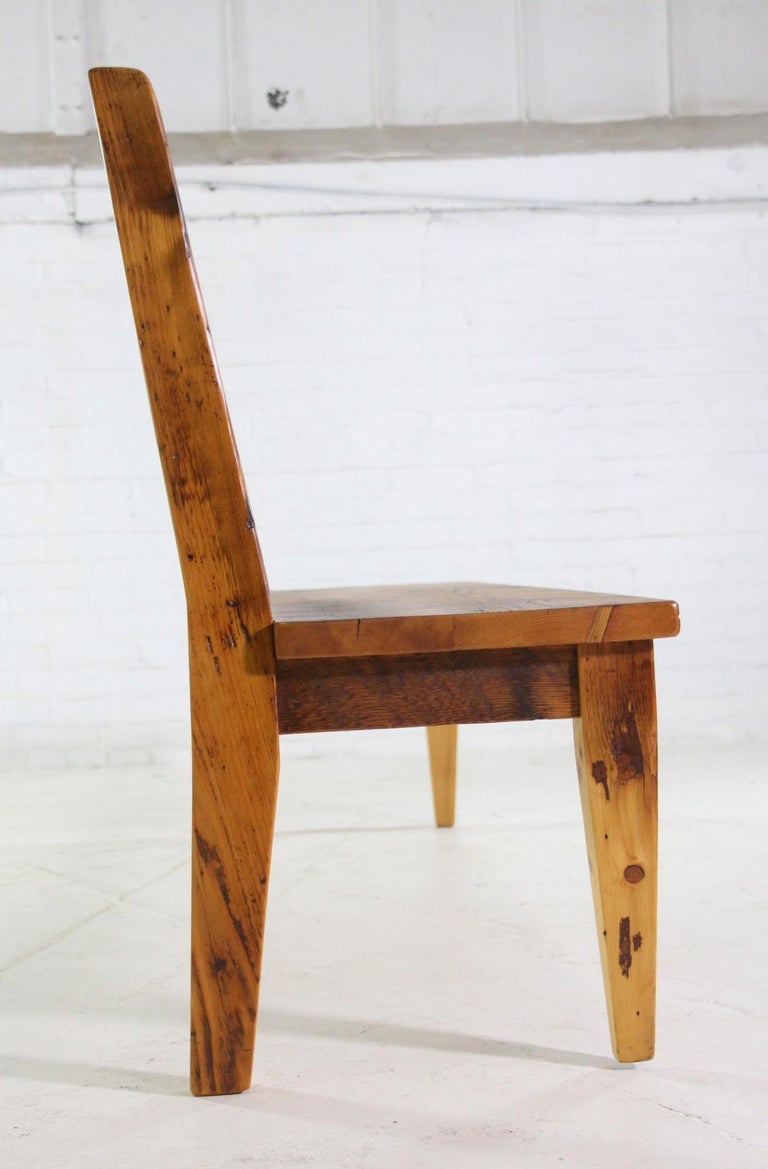 7 Ft Slatted Wood Bench with Reclaimed Pine Beams and Natural Stain For ...