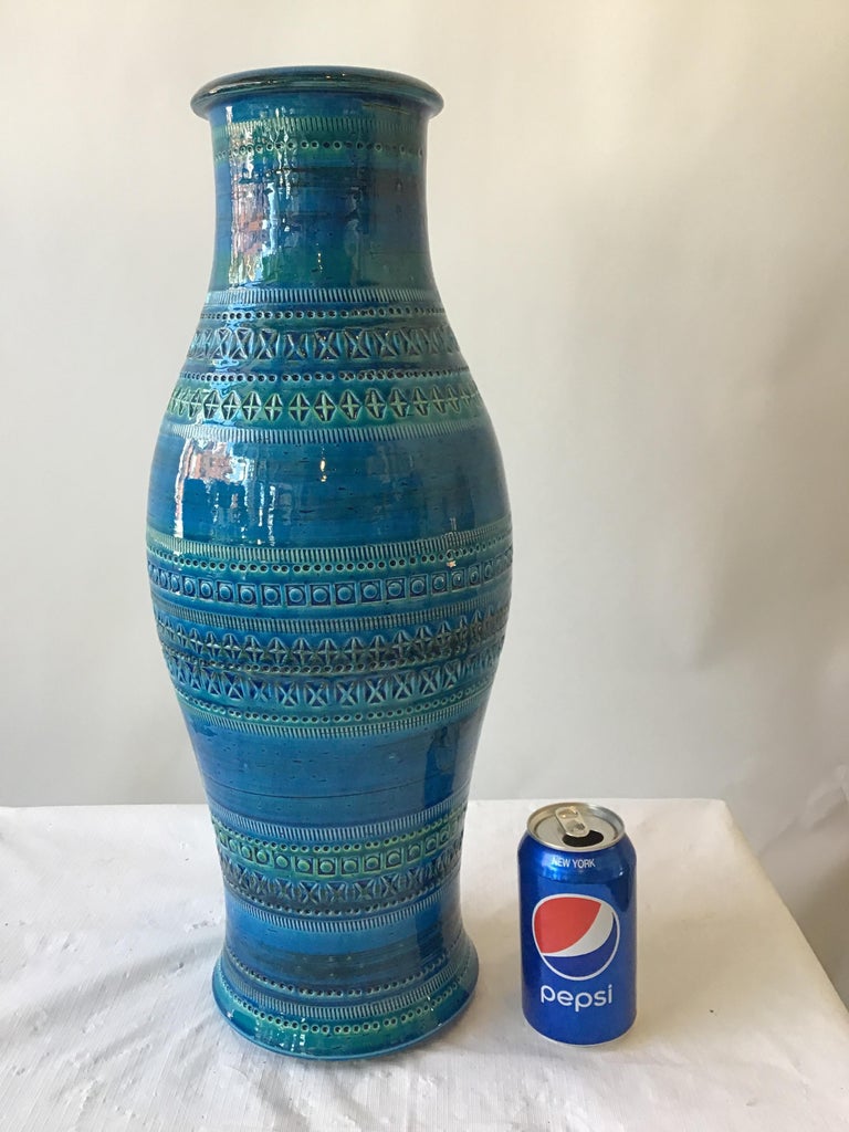7 Large Bitossi Blue Rimini Flavia Montelupo Vases For Sale at 1stDibs