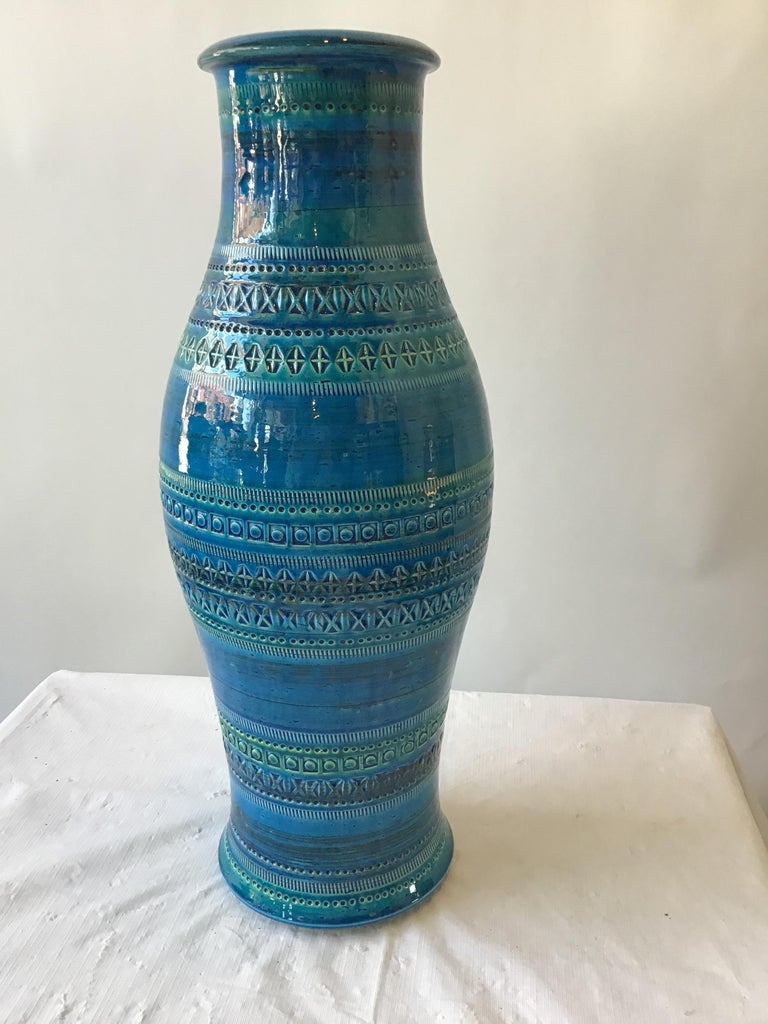 7 Large Bitossi Blue Rimini Flavia Montelupo Vases For Sale at 1stDibs