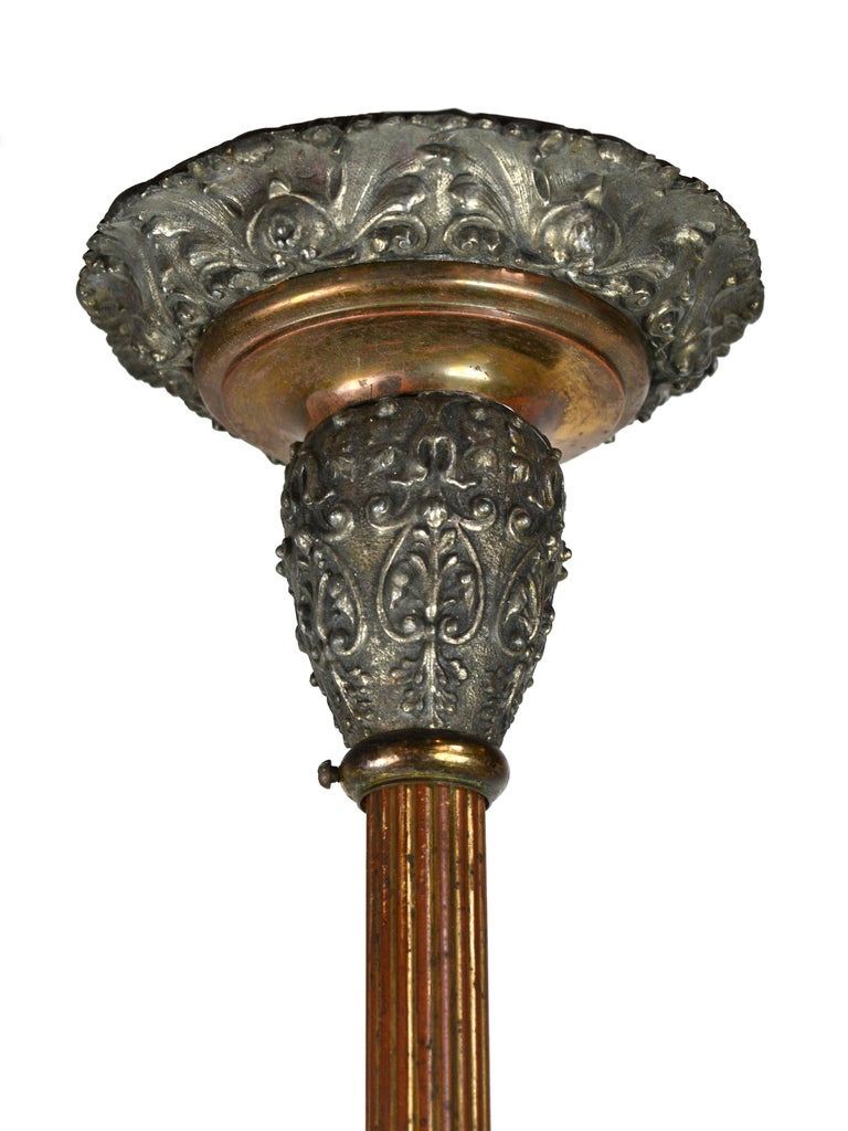 7-Light Chandelier with Quezal Shades and Gargoyle Design at 1stDibs