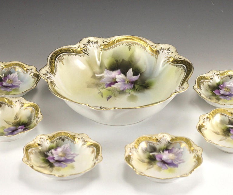 7 Pc Set R S Prussia Porcelain Berry Serving and Small Bowls, Early ...
