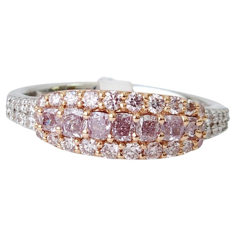 7 Stone Cushion Shaped Pink Diamond Band For Sale at 1stDibs
