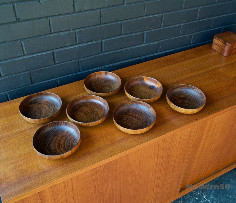 7 Unknown Craftsman Studio Craft Turned Teak Bowl Set Midcentury Danish ...