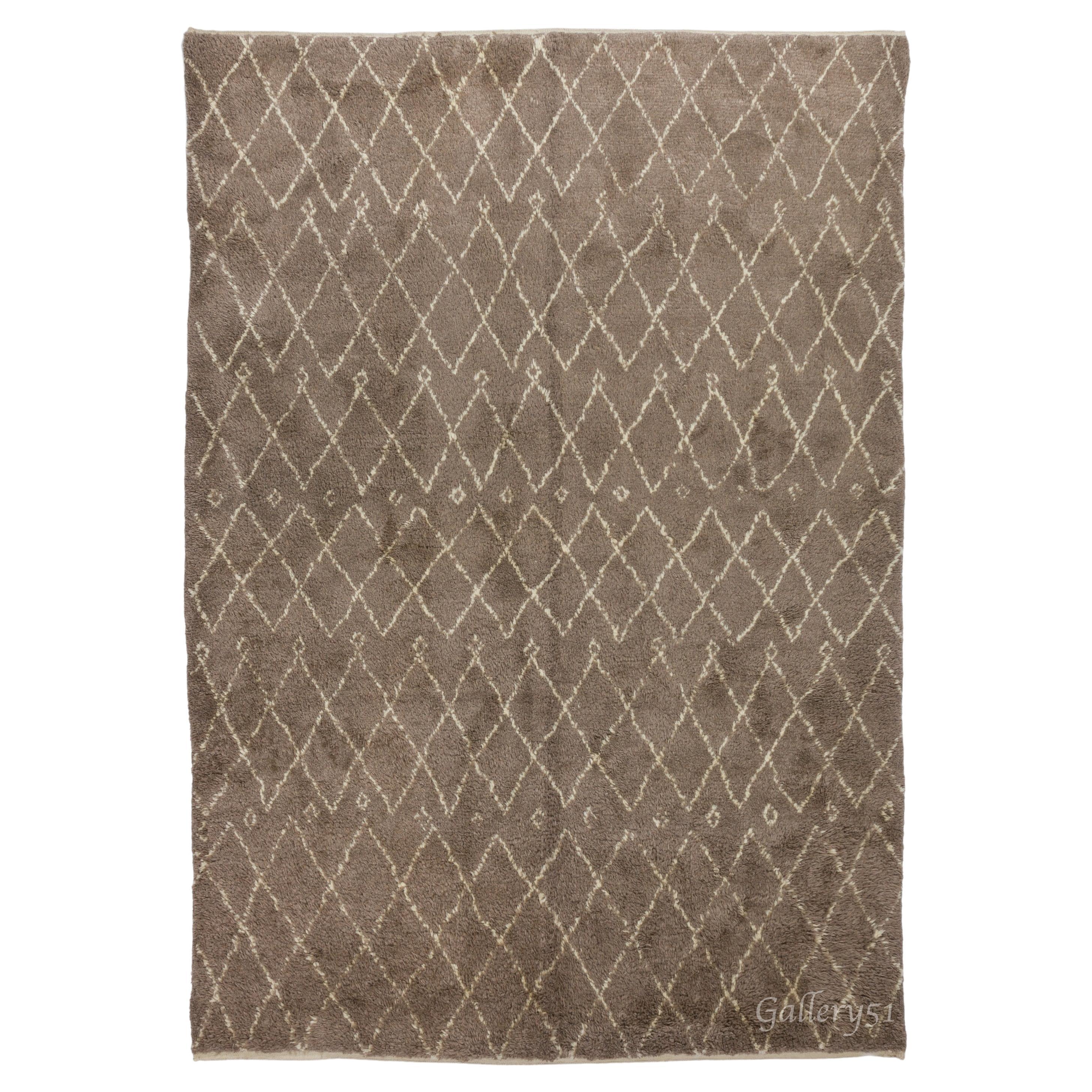 Large Contemporary Ivory and Black Moroccan Rug at 1stDibs