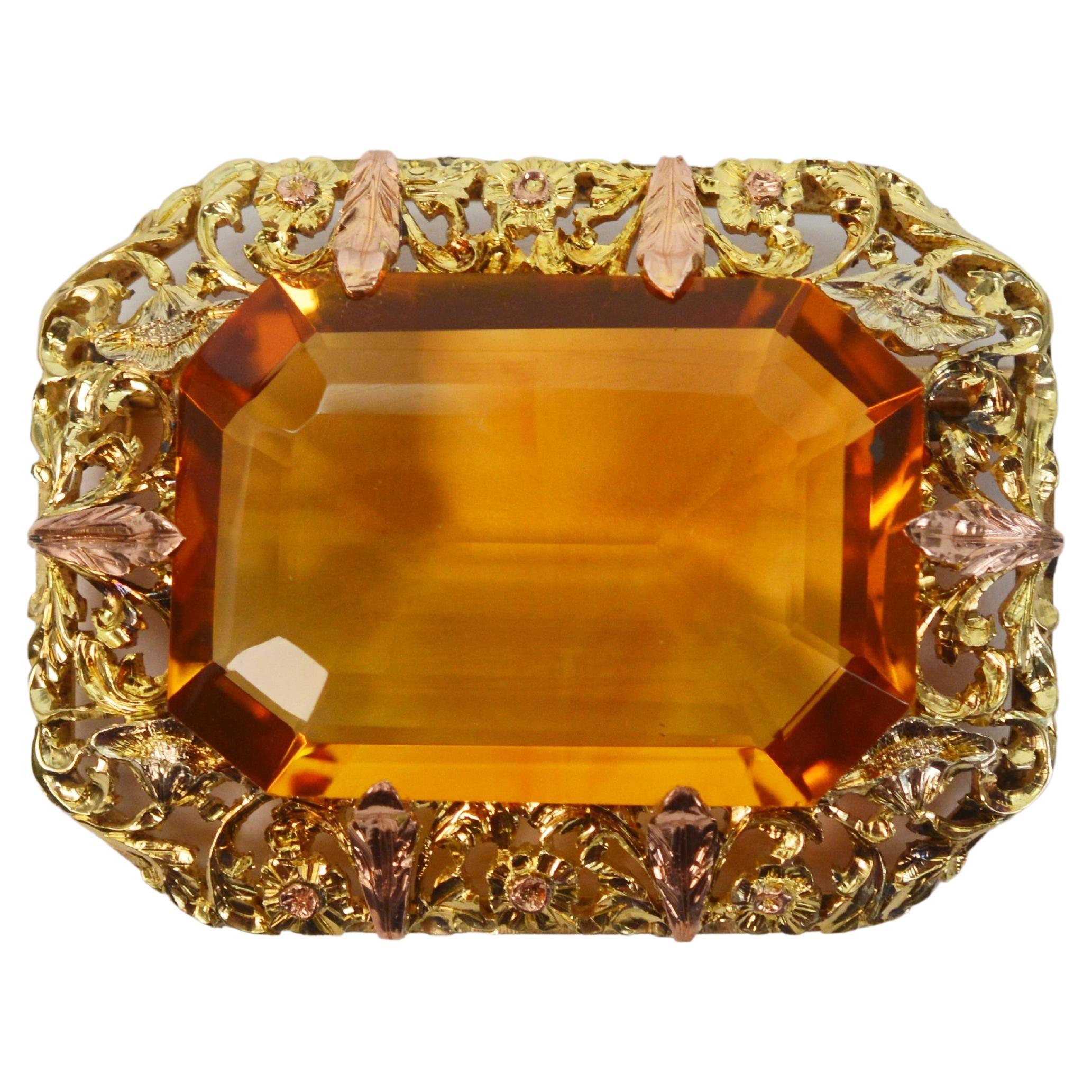 Antique Georgian Citrine Gold Brooch at 1stDibs