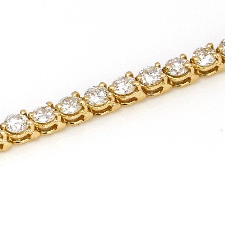 7 00 Carat 14 Karat Yellow Gold Diamond Tennis Bracelet For Sale At 1stdibs
