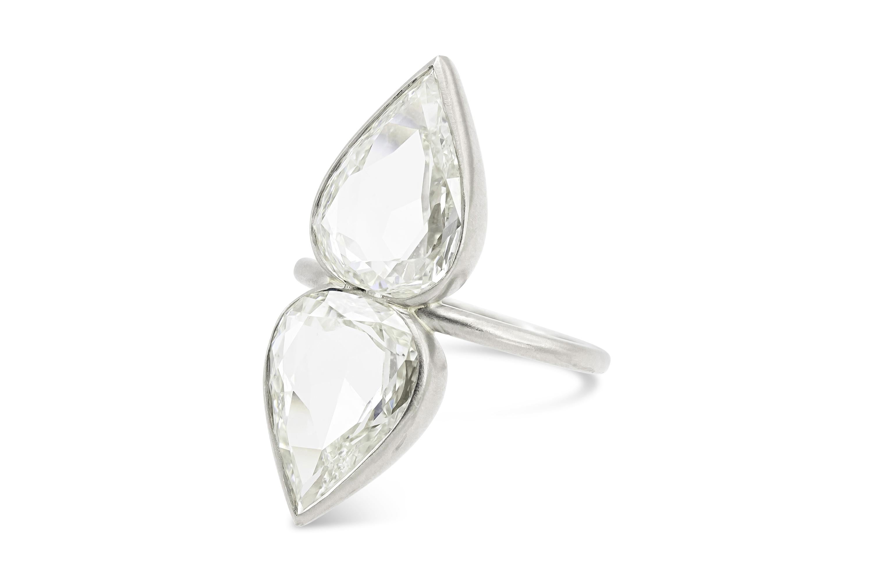7.00 Carat Double Rose-Cut Pear Shaped Diamond Ring at 1stDibs | double ...