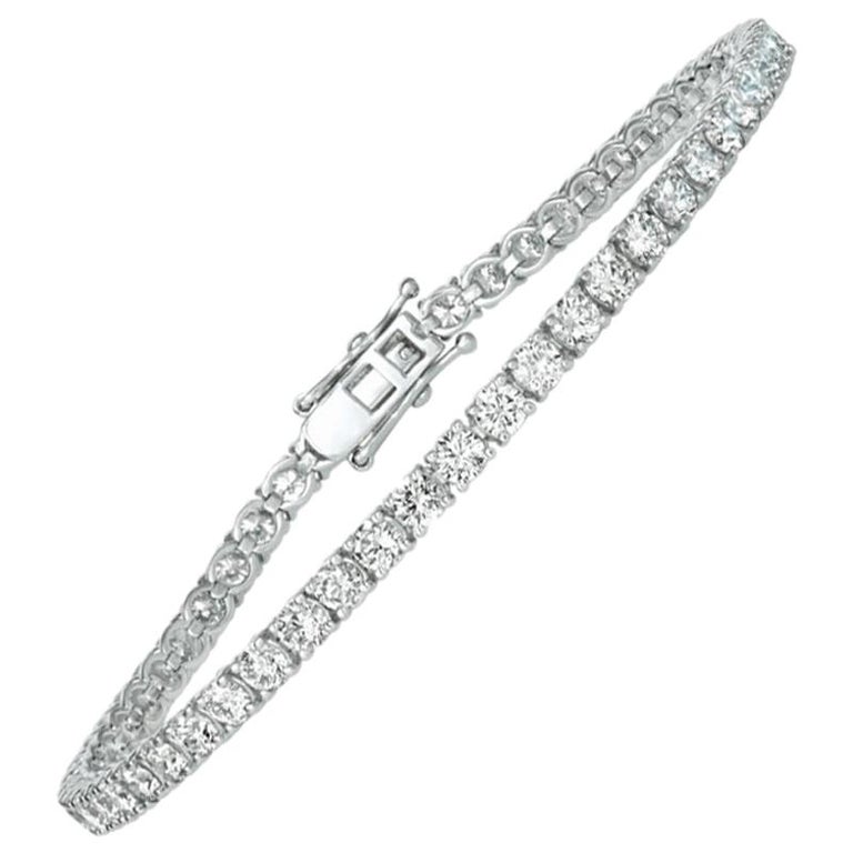 7.00 Carat Natural Diamond Tennis Bracelet G SI 14 Karat White Gold For Sale at 1stDibs | white ...