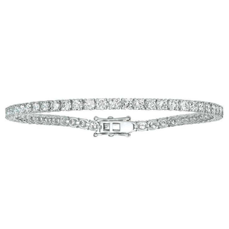 7.00 Carat Natural Diamond Tennis Bracelet G SI 14 Karat White Gold For Sale at 1stDibs | white ...