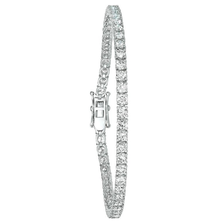 7.00 Carat Natural Diamond Tennis Bracelet G SI 14 Karat White Gold For Sale at 1stDibs | white ...