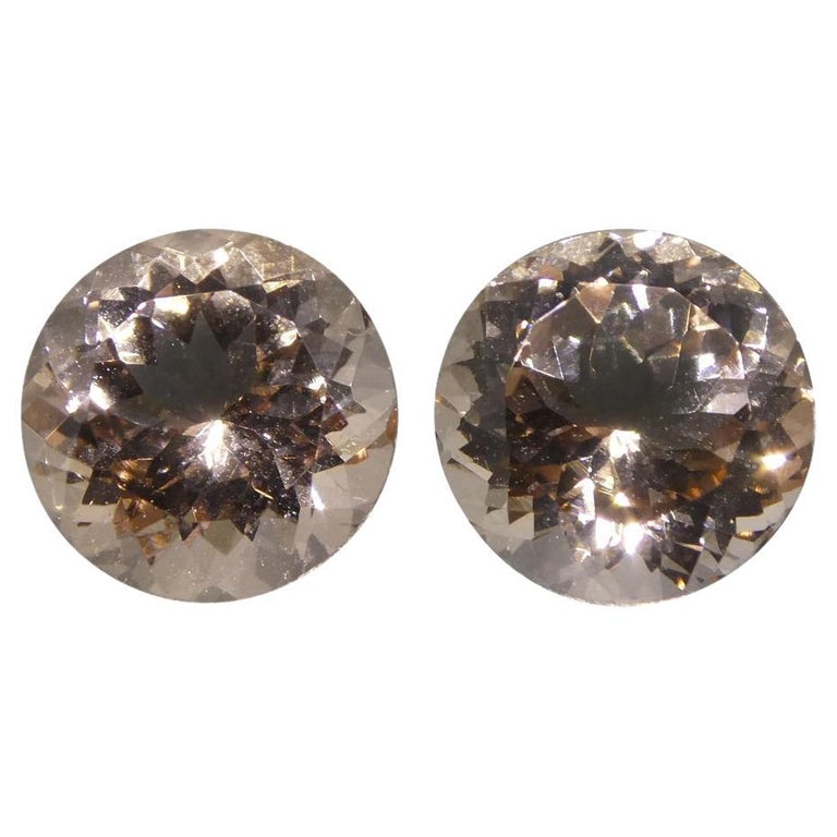 7.03 Ct Round Morganite Pair For Sale at 1stDibs