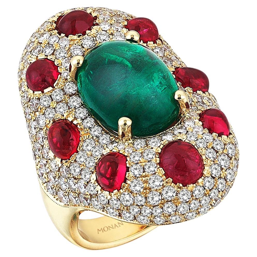 9.8 Carat Emerald Spinel Diamond Cocktail Ring For Sale at 1stDibs